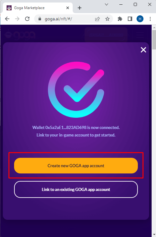 How To Connect Your Wallet To GOGA Marketplace - GOGA