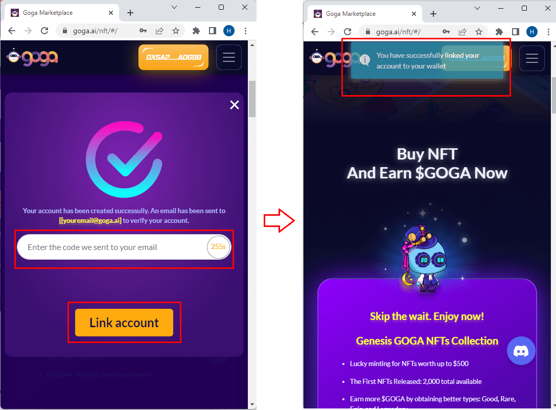 How To Connect Your Wallet To GOGA Marketplace - GOGA